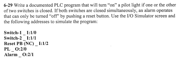 Solved 6-29 Write a documented PLC program that will turn | Chegg.com