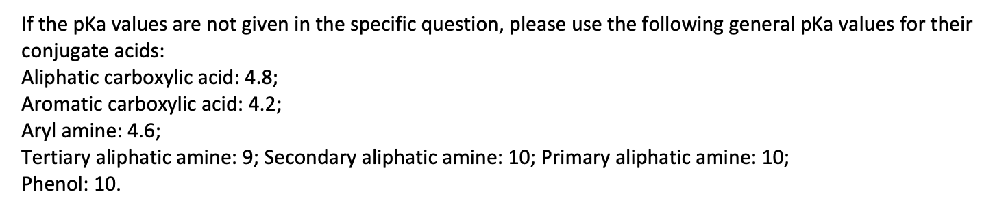 Solved If the pKa values are not given in the specific | Chegg.com