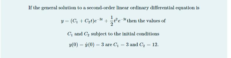 Solved If the general solution to a second-order linear | Chegg.com