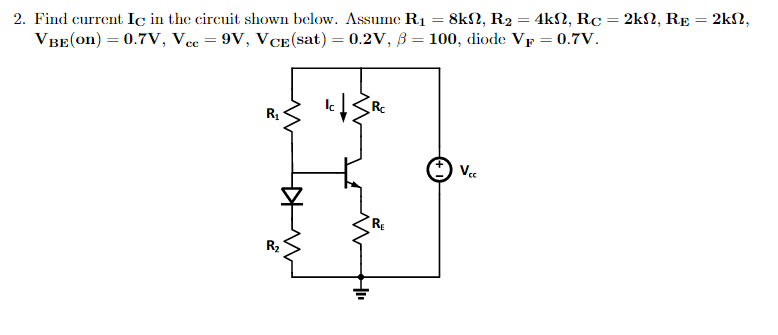 Solved 2. Find current IC in the circuit shown below. Assume | Chegg.com