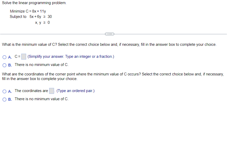 Solved Solve the linear programming problem. Minimize | Chegg.com