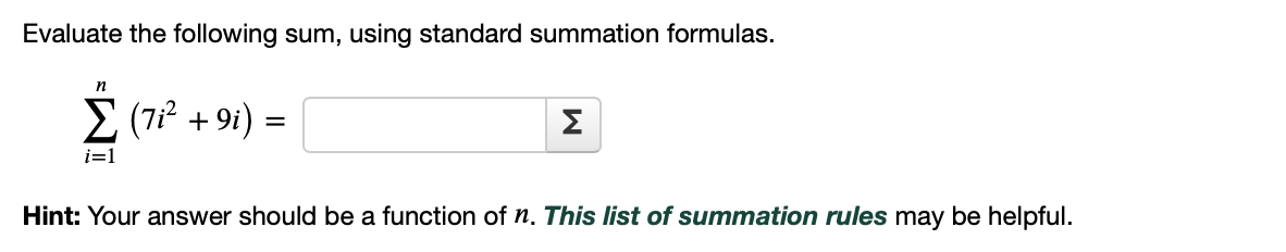 Solved Evaluate the following sum, using standard summation | Chegg.com