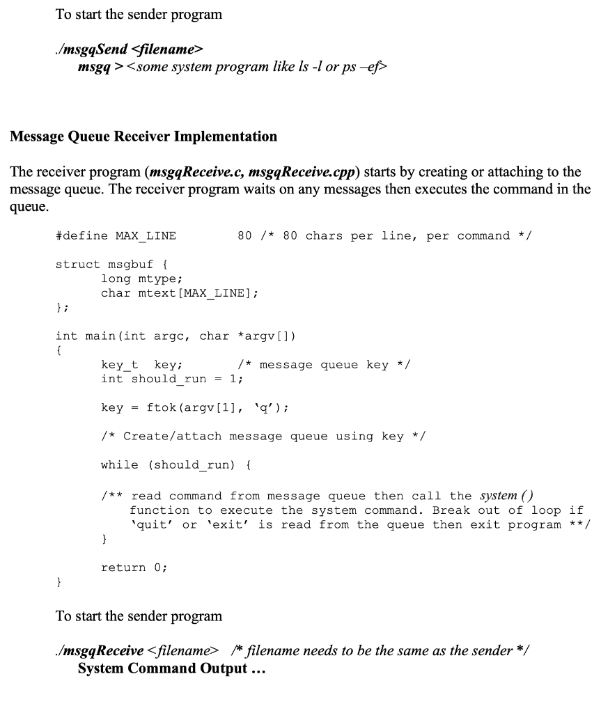 Solved Write a C/C++ sender and receiver program that reads | Chegg.com