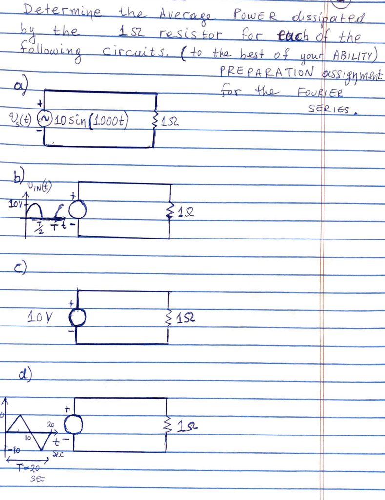 Solved Determine the average POWER dissipated by the 152 | Chegg.com