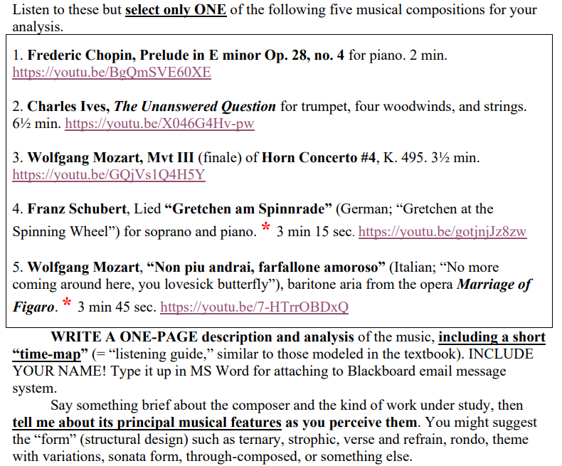 Listen to these but select only ONE of the following | Chegg.com