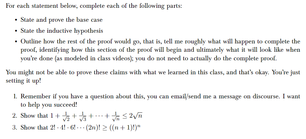 Solved For each statement below, complete each of the | Chegg.com