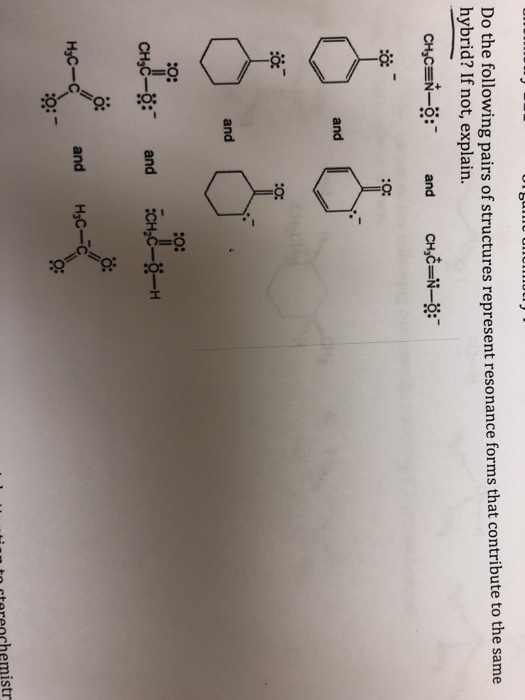 Solved Do the following pairs of structures represent | Chegg.com