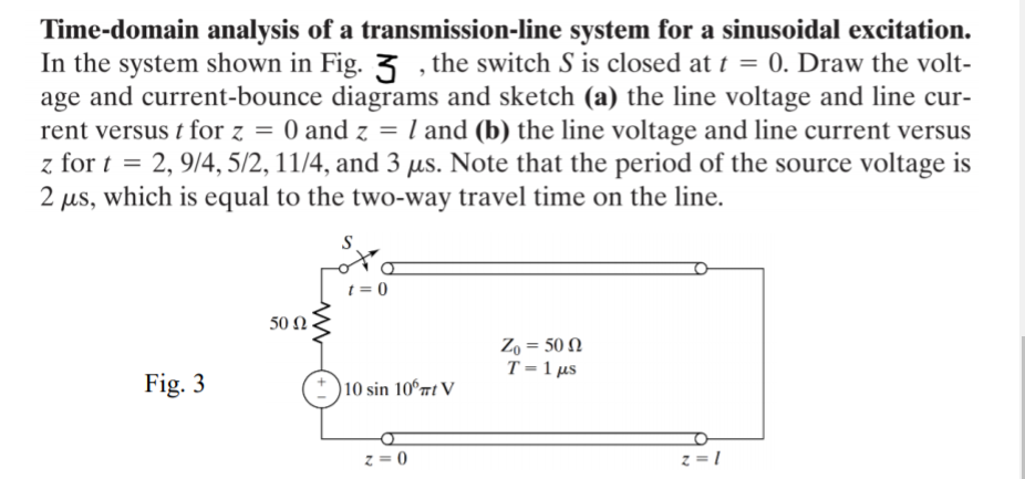 Time-domain analysis of a transmission-line system | Chegg.com