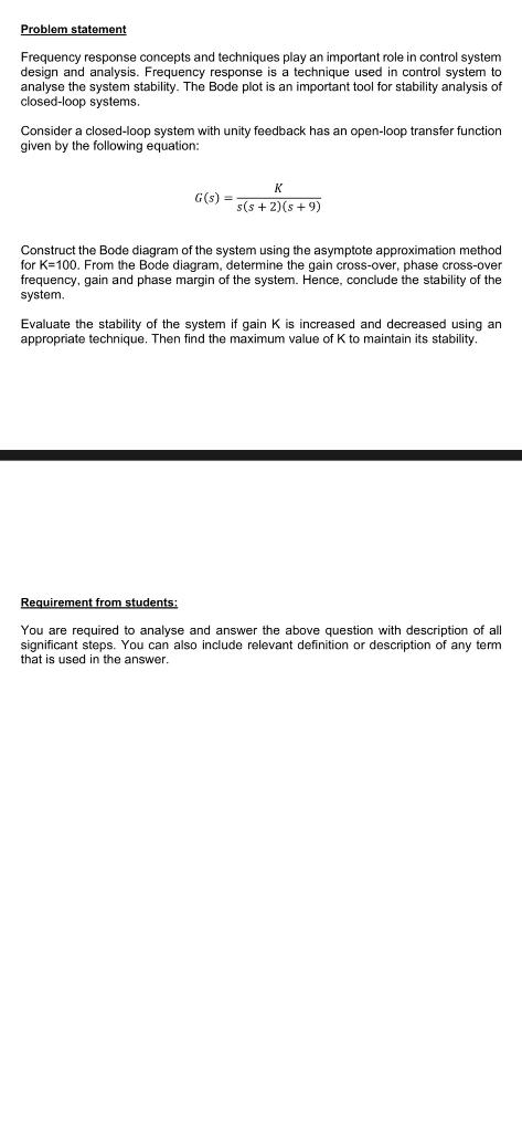 Solved Problem Statement Frequency Response Concepts And 
