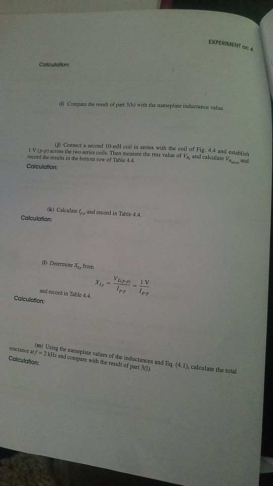 Solved (a) Construct the network of Fig. 4.4. Record the | Chegg.com