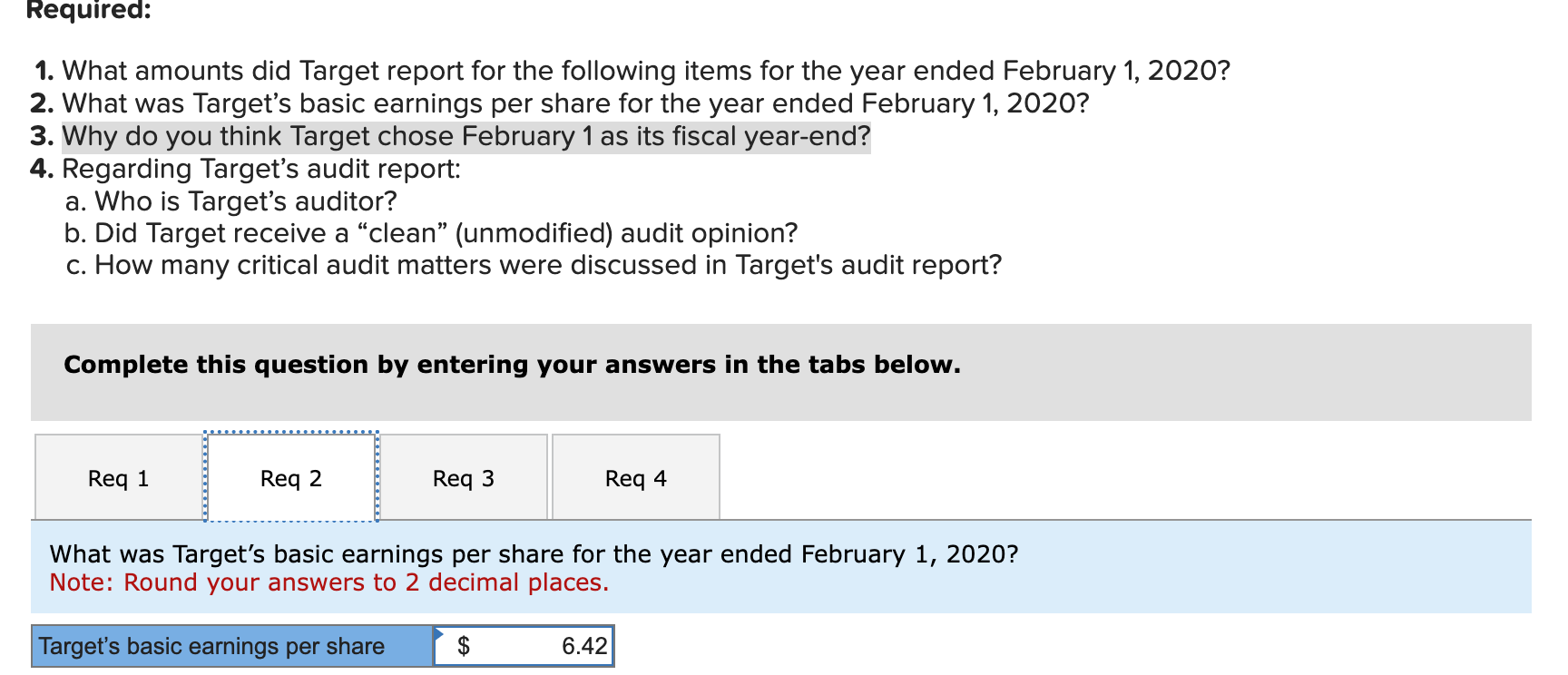 Solved 1. What amounts did Target report for the following | Chegg.com