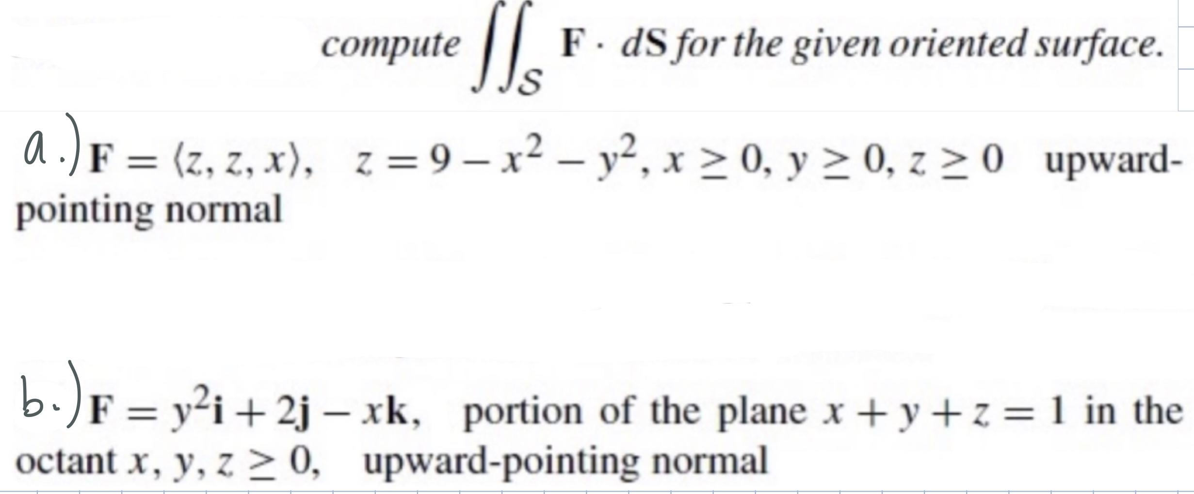 Solved compute F. ds for the given oriented surface. Is a.) | Chegg.com