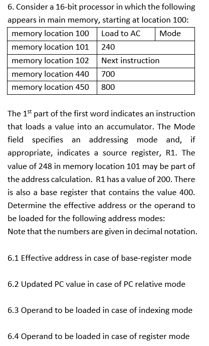 Solved Consider a 16-bit processor in which the following | Chegg.com