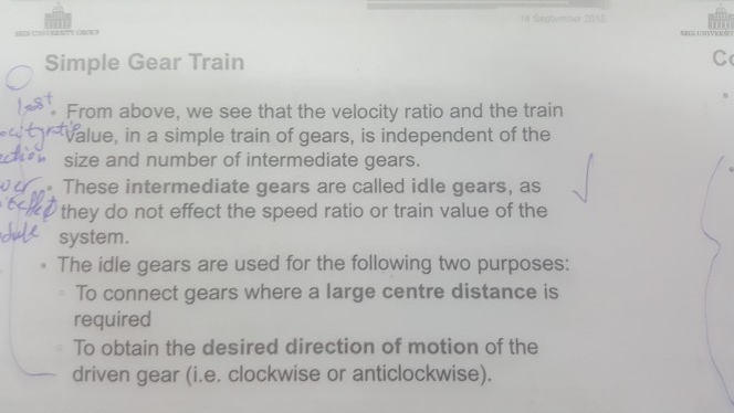 Solved Simple Gear Train When there is only one gear on each | Chegg.com