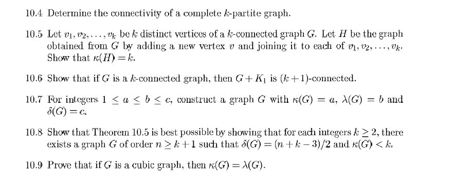 Solved 10.4 Determine the connectivity of a complete | Chegg.com