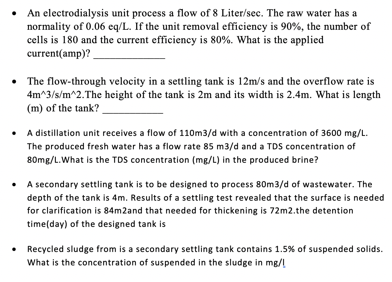 Solved An electrodialysis unit process a flow of 8 | Chegg.com