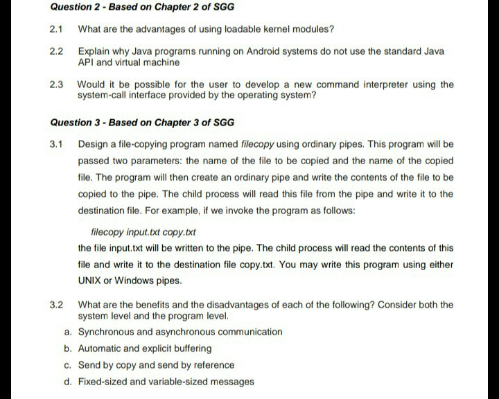 Solved Question 2 - Based on Chapter 2 of SGG 2.1 What are | Chegg.com
