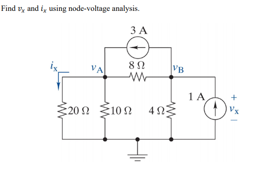 Solved Find vx and ix using node-voltage analysis. 3 A VB | Chegg.com