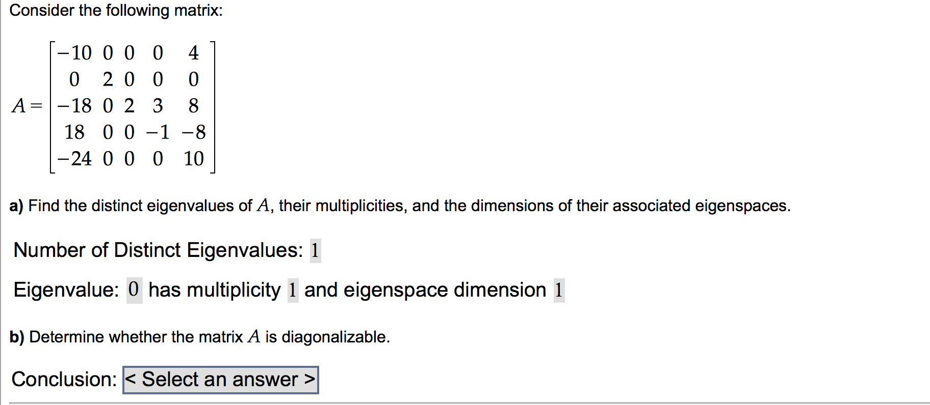 Solved Consider the following matrix: | Chegg.com