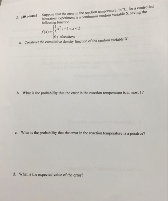 Solved Suppose that the error in the reaction temperature, | Chegg.com