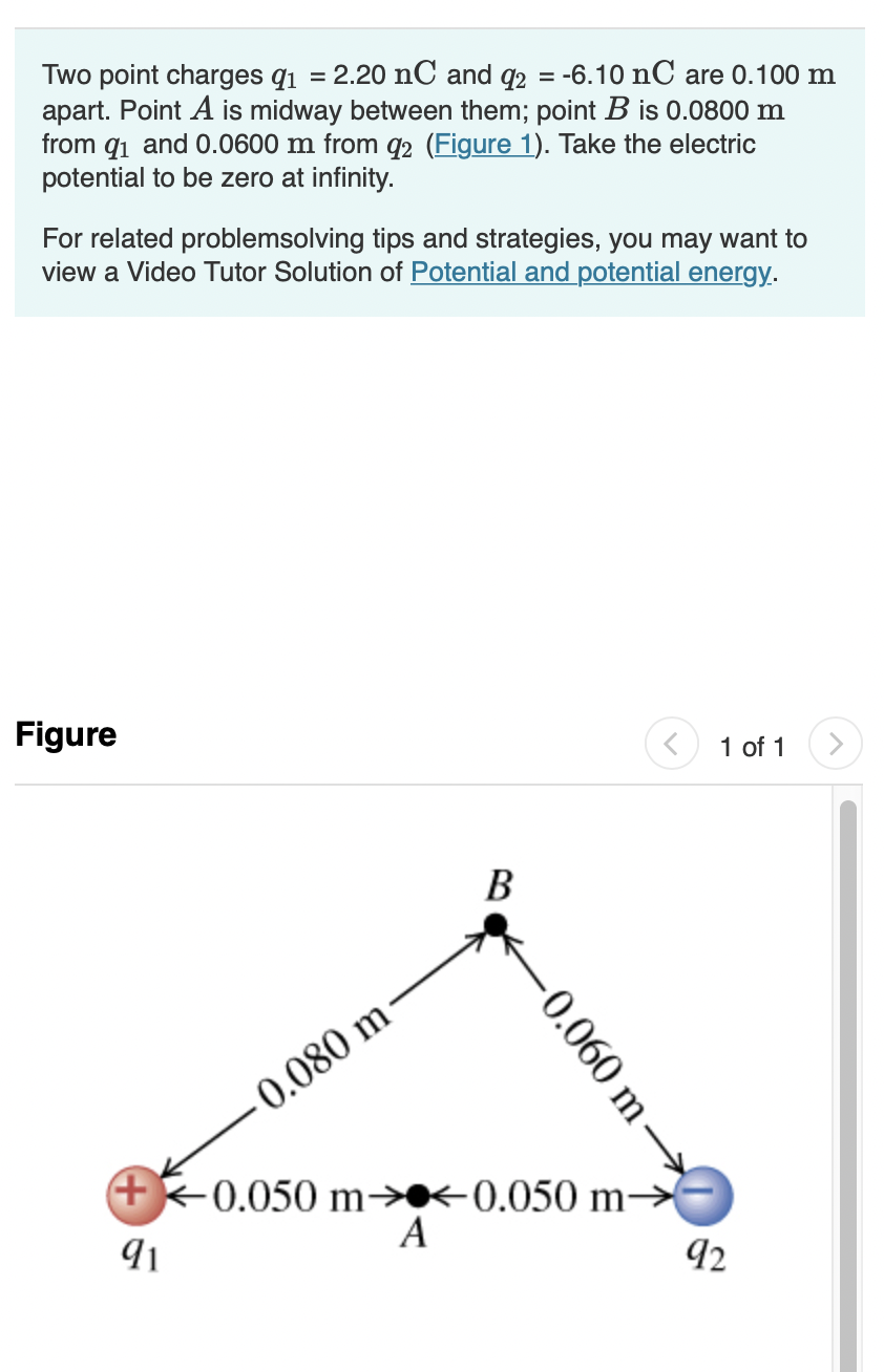 Solved Two point charges q1=2.20nC and q2=−6.10nC are 0.100 | Chegg.com