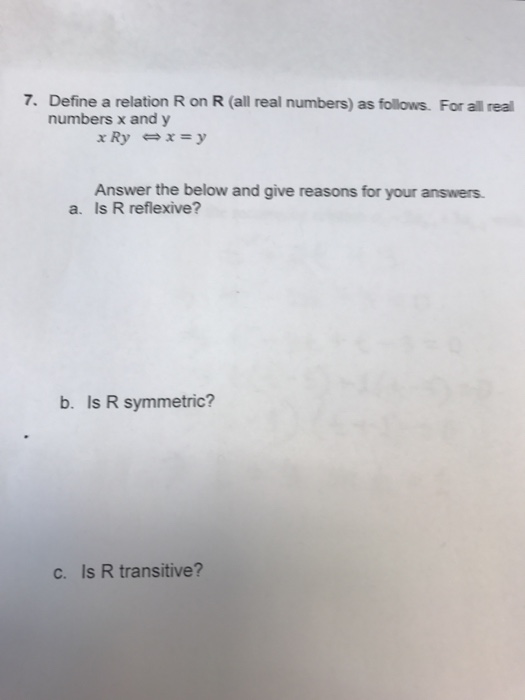 Solved Define a relation R on R (all real numbers) as | Chegg.com