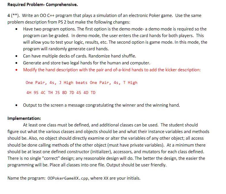 Write an OO C++ program that plays a simulation of an | Chegg.com