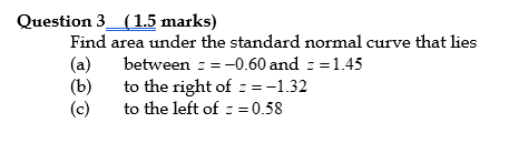 Solved Find area under the standard normal curve that lies | Chegg.com