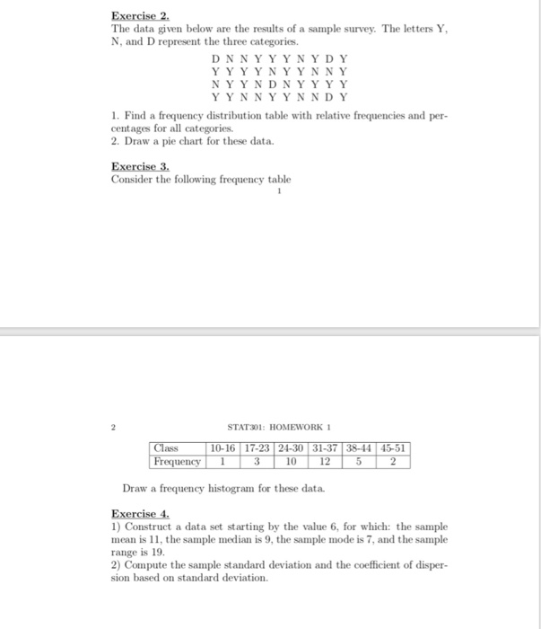 Solved Exercise 2 The data given below are the results of a | Chegg.com