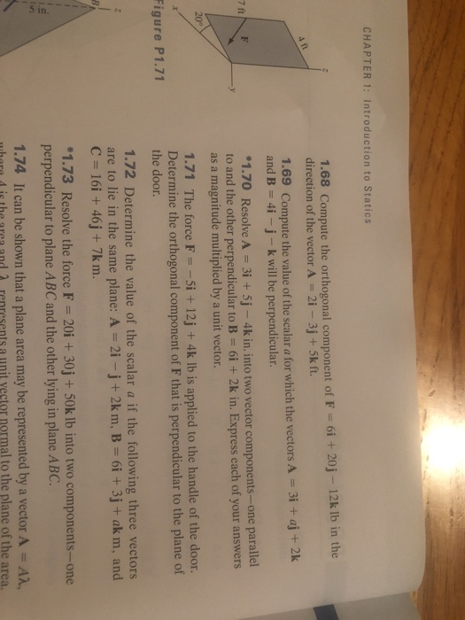 Solved CHAPTER 1: Introduction to Statics 1.68 Compute the | Chegg.com