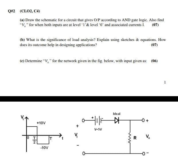 Solved Q#2 (CLO2, C4) (a) Draw the schematic for a circuit | Chegg.com