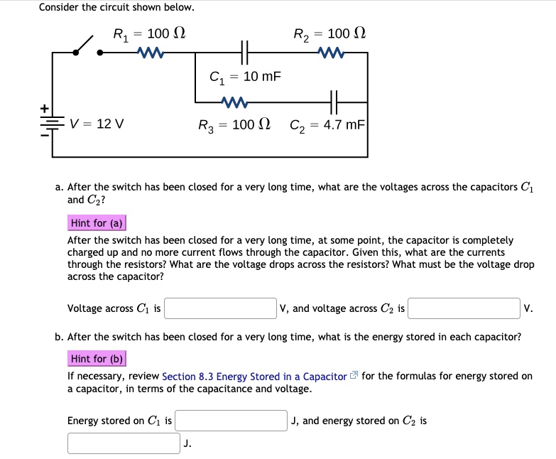Solved Consider the circuit shown below. R1 100 12 R2 = 1002 | Chegg.com