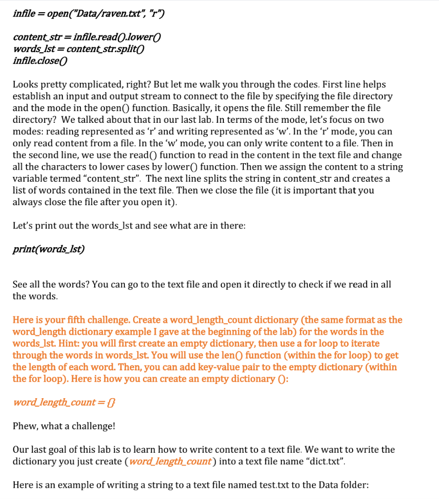 Solved infile = open("Data/raven.txt", "r") content_str = | Chegg.com