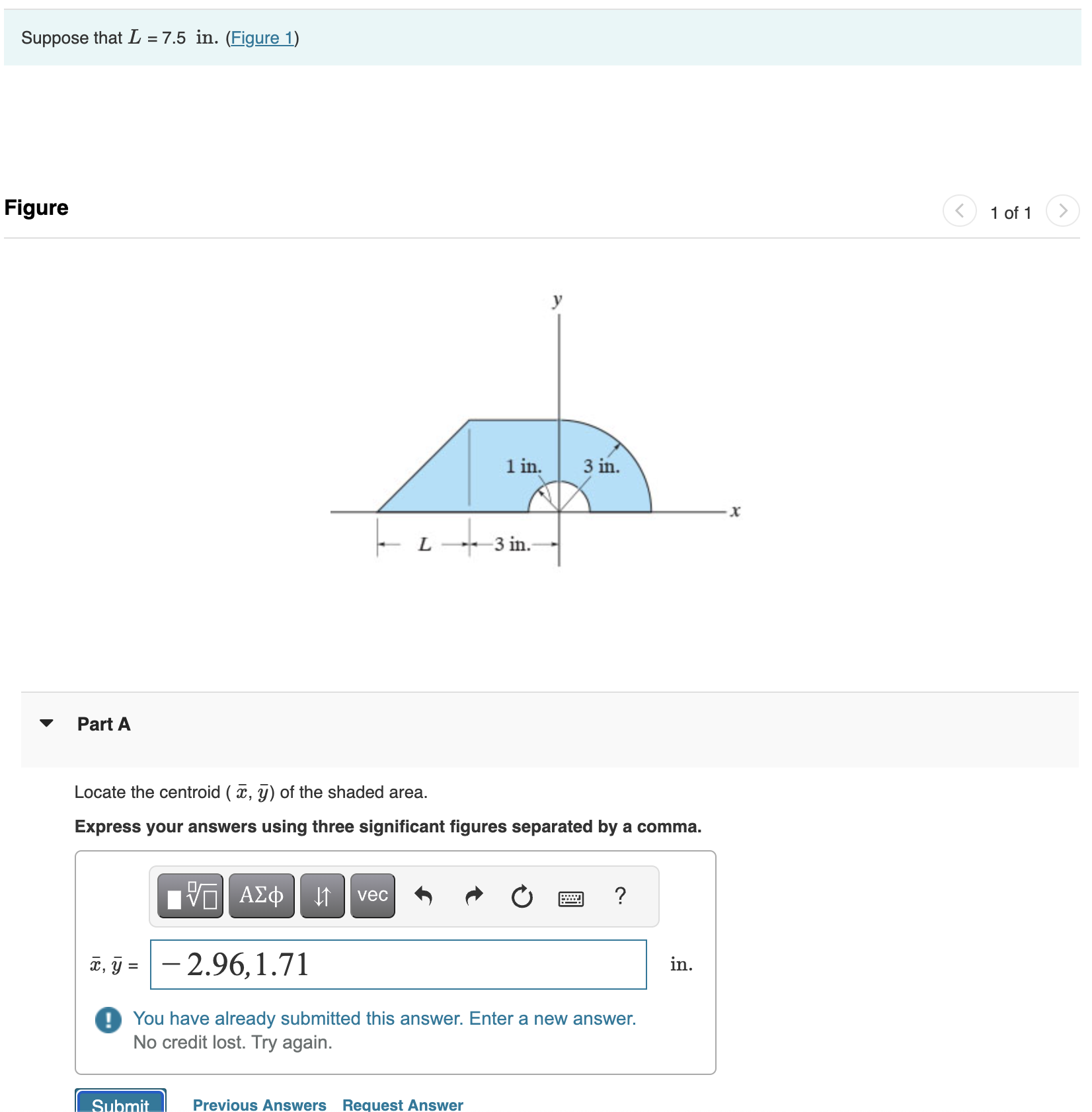 Solved Suppose that L=7.5in. Figure Part A Locate the | Chegg.com