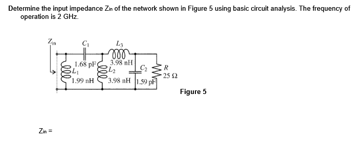 Solved Determine the input impedance Zin of the network | Chegg.com
