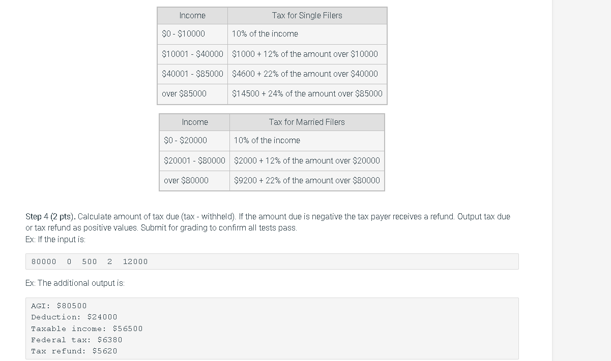Solved 3.21 LAB*: Program: Income tax form Program | Chegg.com