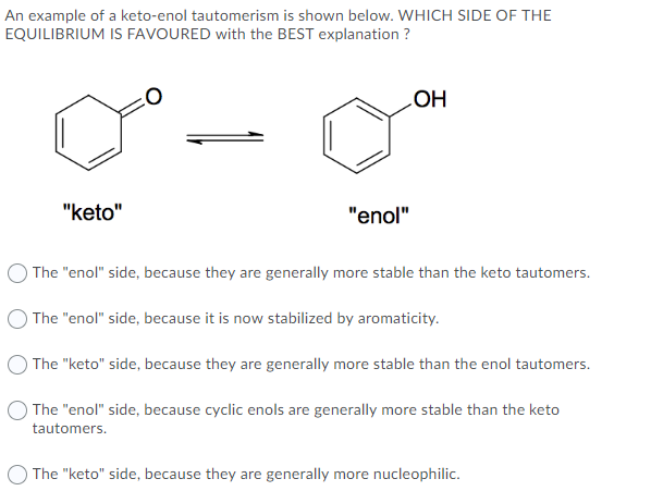 Solved An example of a keto-enol tautomerism is shown below. | Chegg.com
