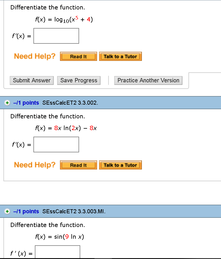 Solved Differentiate the function. fx) log10(x5 + 4) f(x) | Chegg.com