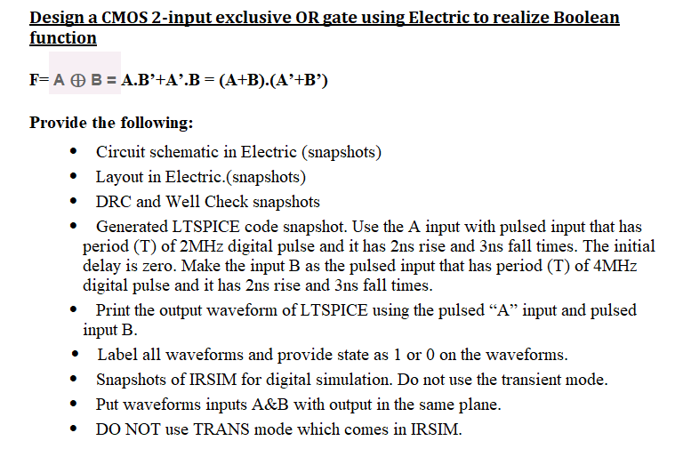 Solved Design a CMOS 2-input exclusive OR gate using | Chegg.com Solved Design a CMOS 2-input exclusive OR gate using | Chegg.com