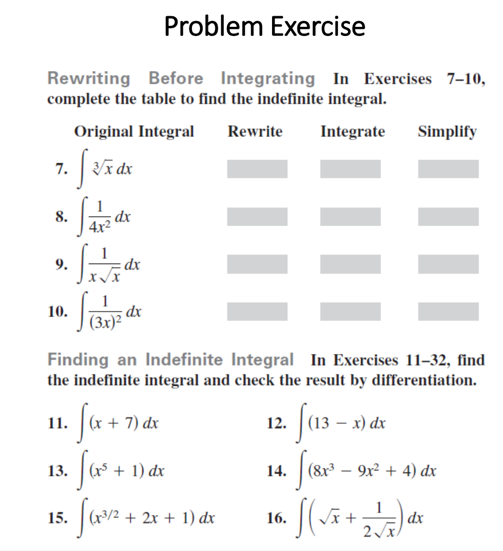 Solved Rewriting Before Integrating In Exercises 7-10, | Chegg.com
