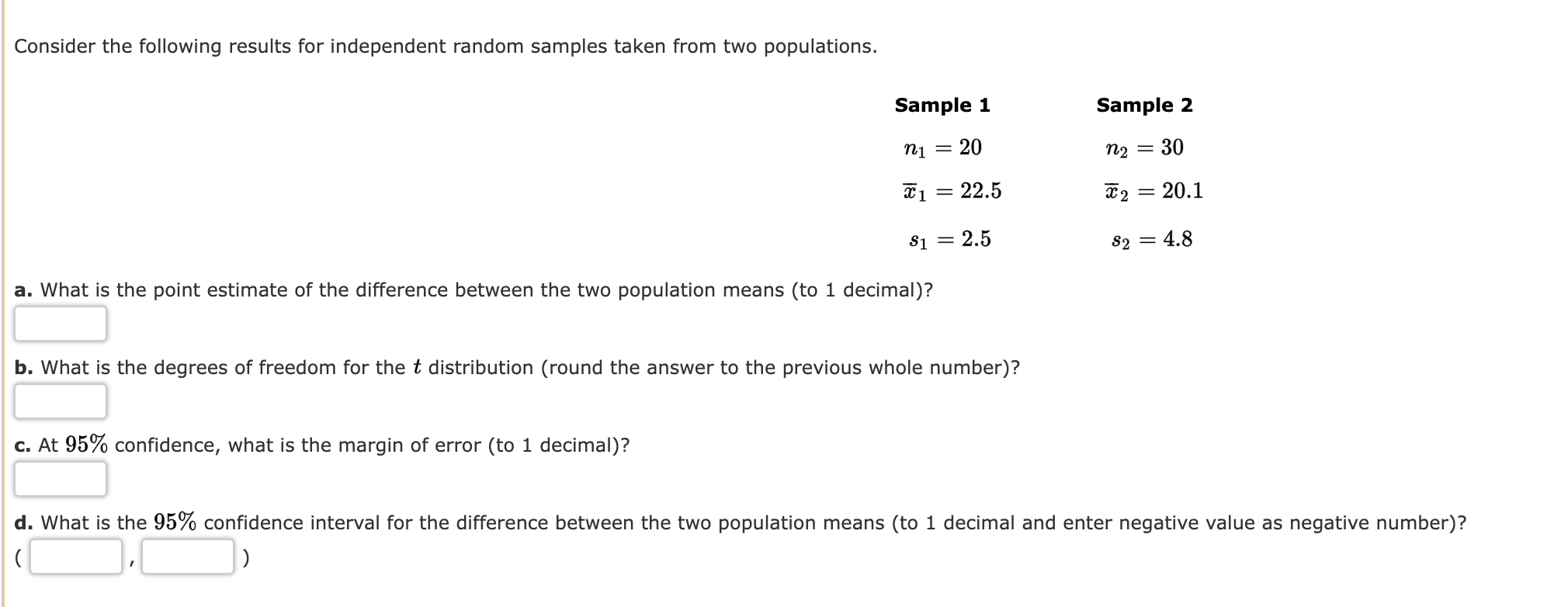 Solved Consider the following results for independent random | Chegg.com