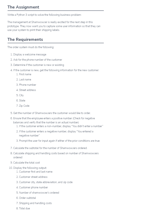 Solved The Assignment Write a Python 3 script to solve the | Chegg.com