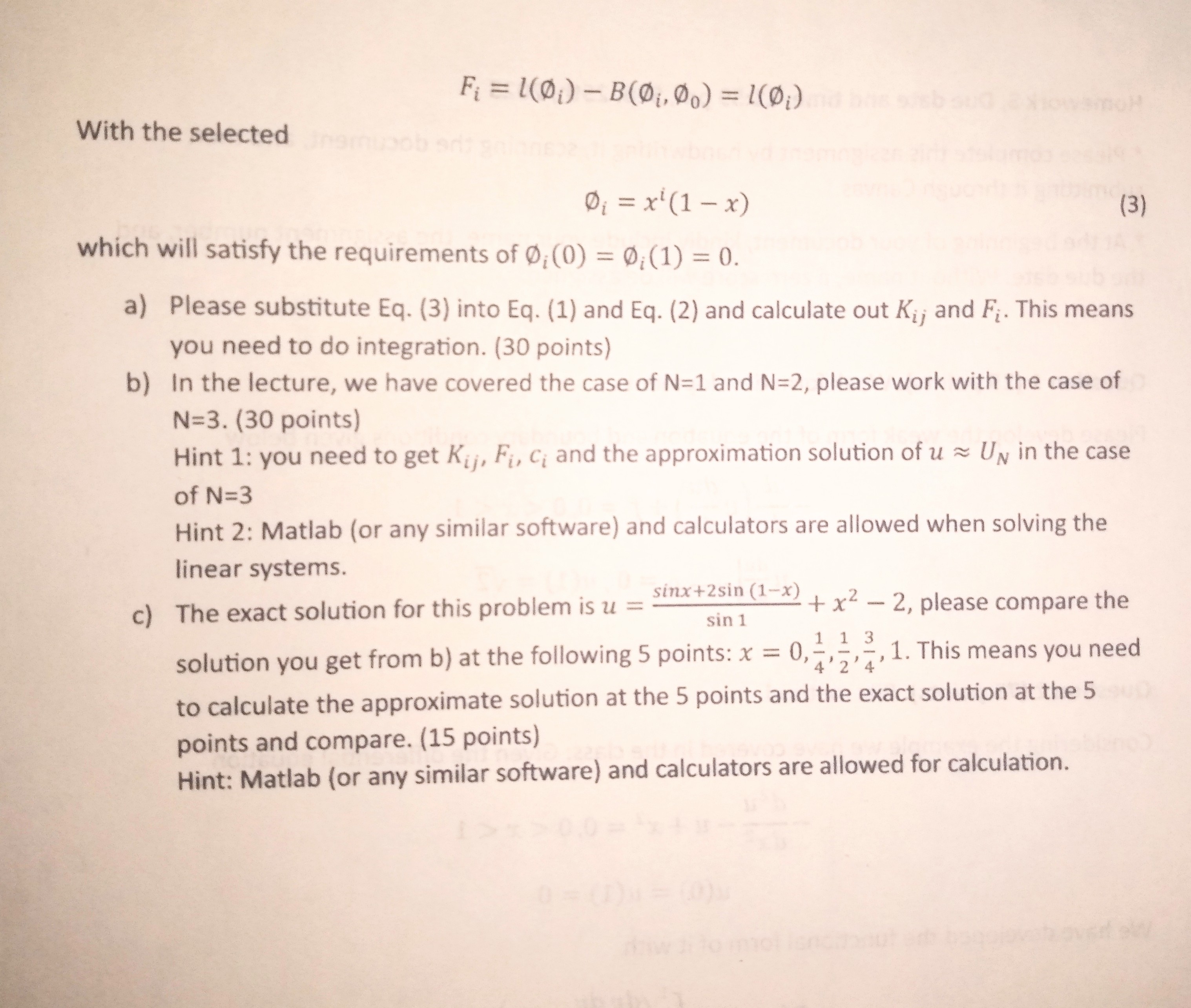 Solved Question 2 (75 points). Ritz method Considering the | Chegg.com