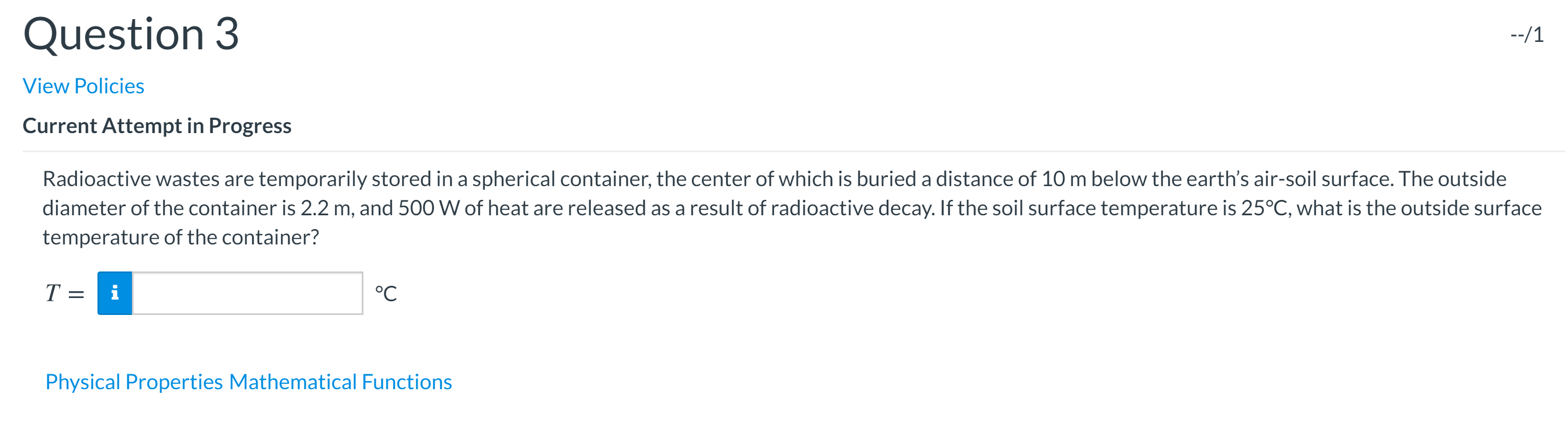 Solved Question 3 --/1 View Policies Current Attempt in | Chegg.com