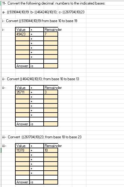 Solved 11- Convert the following decimal: numbers to the | Chegg.com