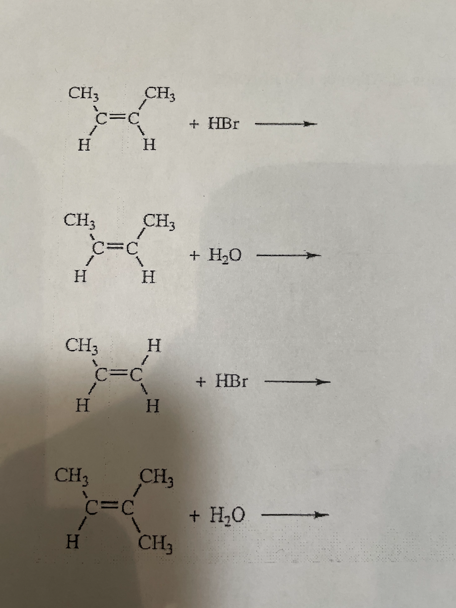 Solved CH3 CH3 c=c + HBr H H CH CH; c-С + HO H H CH, C=C + | Chegg.com