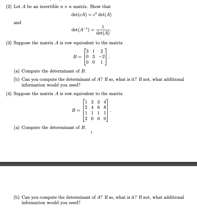 Solved (2) Let A be an invertible n x n matrix. Show that | Chegg.com