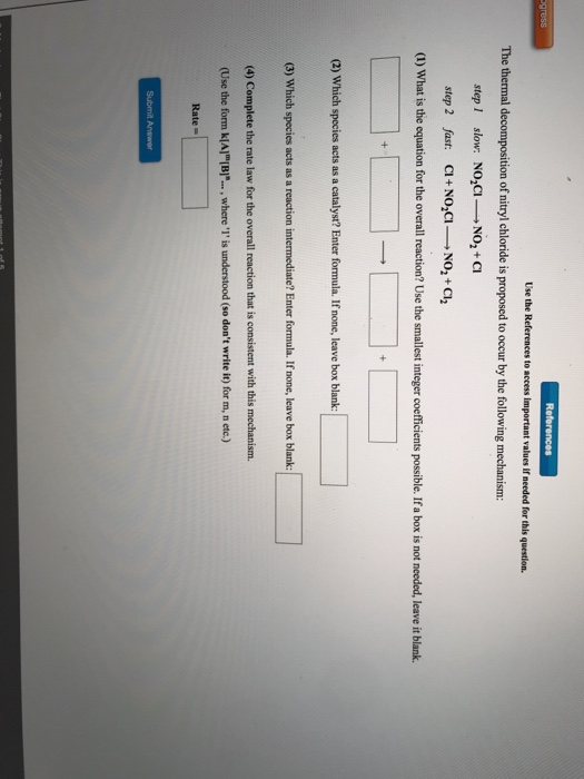 Solved The thermal decomposition of nitryl chloride is | Chegg.com