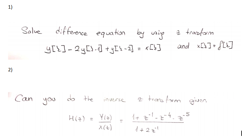 Solved ) 1) Solue difference equation by using z transform | Chegg.com