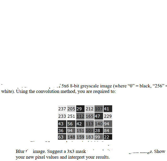 - 5x6 8-bit greyscale image (where “O” = black, “256" | Chegg.com